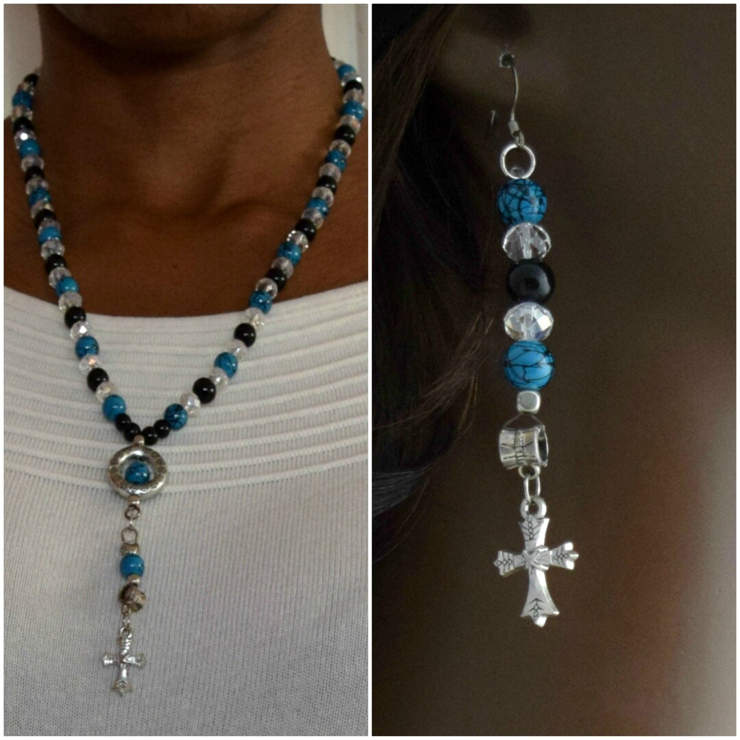 Womens Matching Jewelry Set With Cross Earrings and Necklace - Etsy