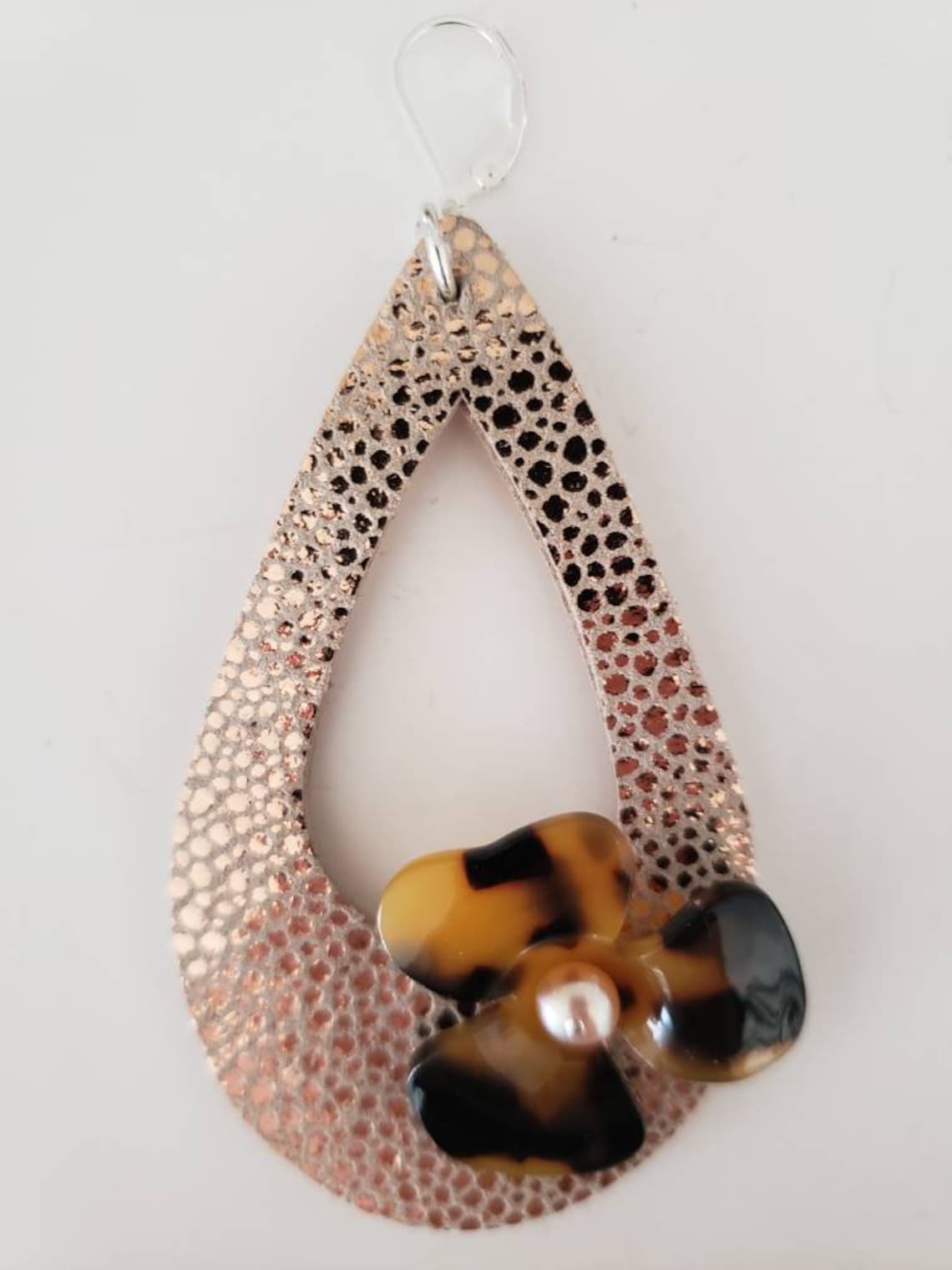 Peachy Pebbles Teardrops Are Big Leather Hoops Blooming With - Etsy