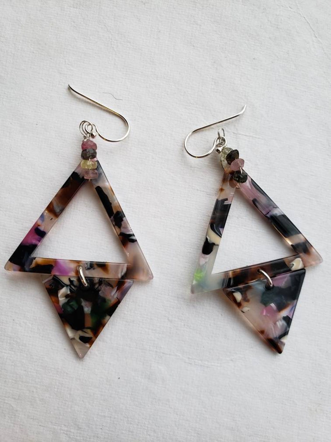Equilateral Earrings Are Colorful Faux Tortoiseshell Open Triangles ...