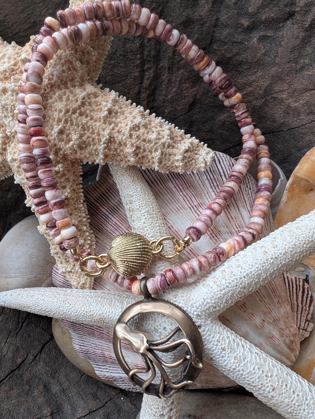 A Bob Burkett Bronze Squid Pendant is Caught on 24 Inches of Beautiful ...