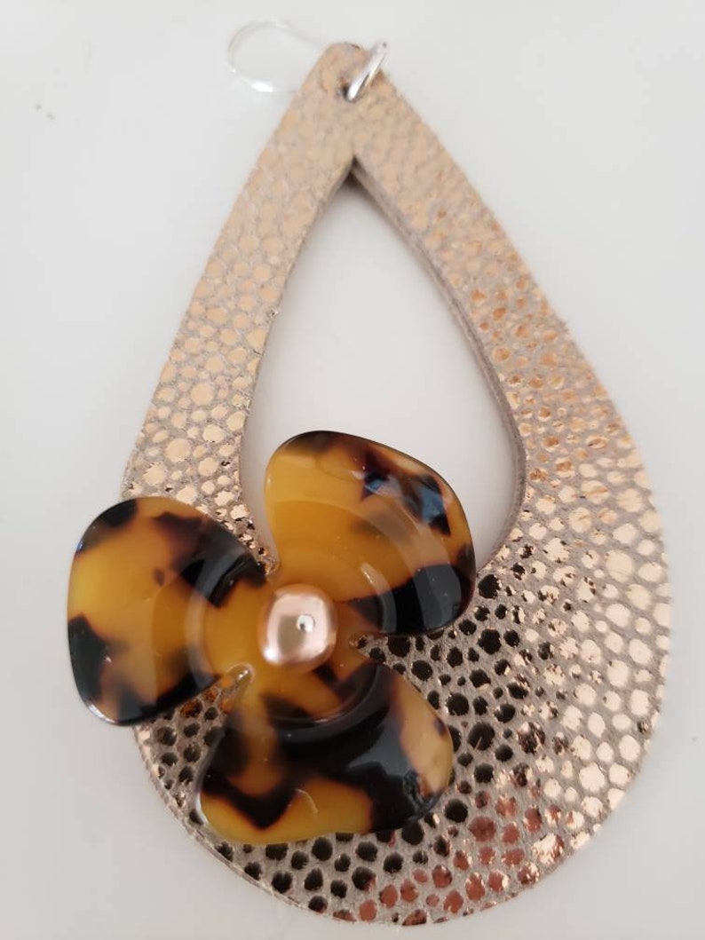 Peachy Pebbles Teardrops Are Big Leather Hoops Blooming With - Etsy