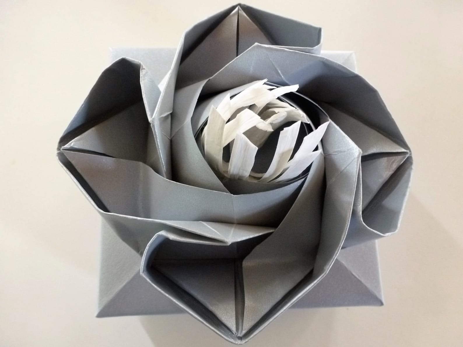 The Wedding Origami Rose Box in silver heavy cardstock with | Etsy