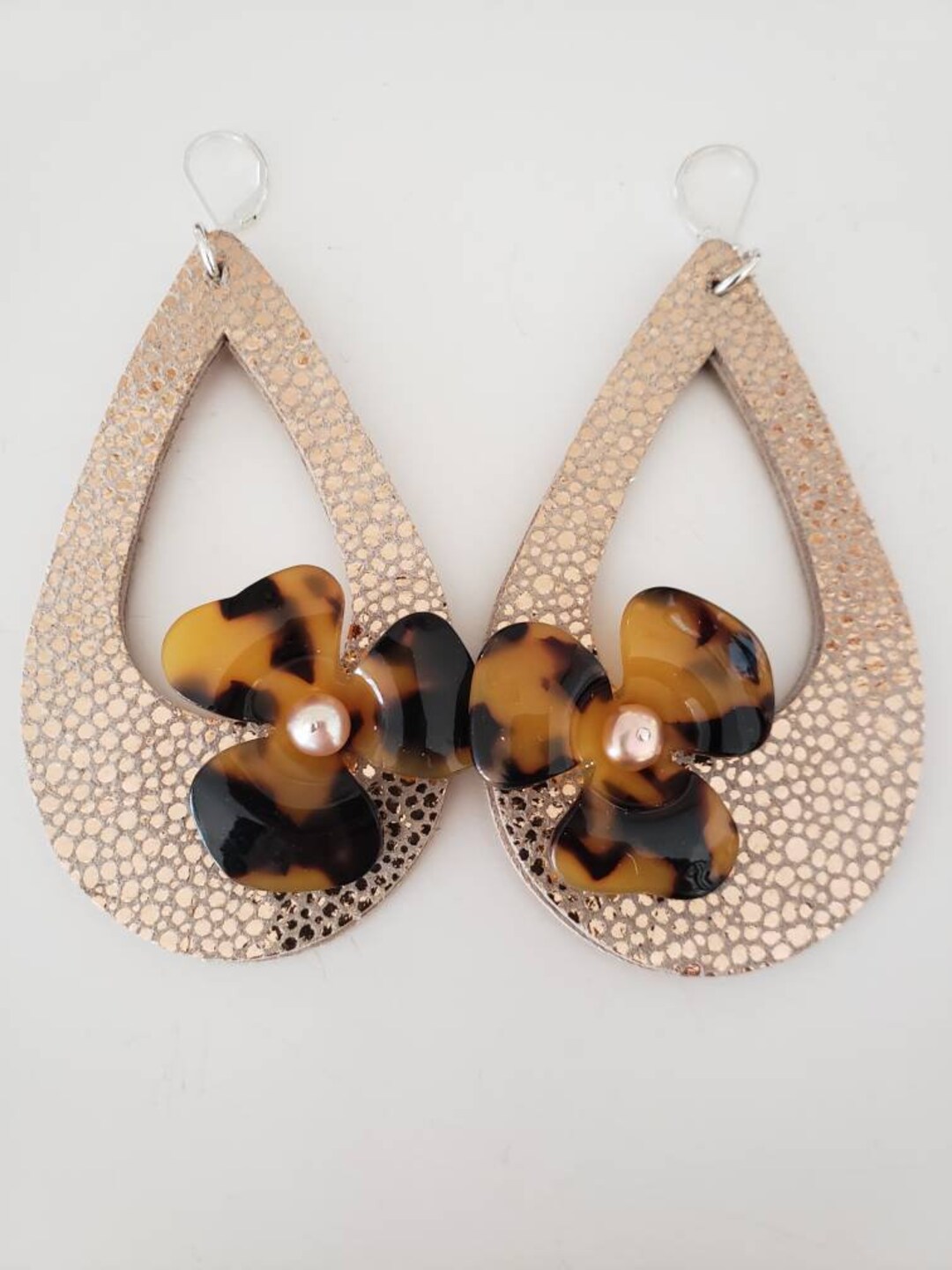 Peachy Pebbles Teardrops Are Big Leather Hoops Blooming With ...