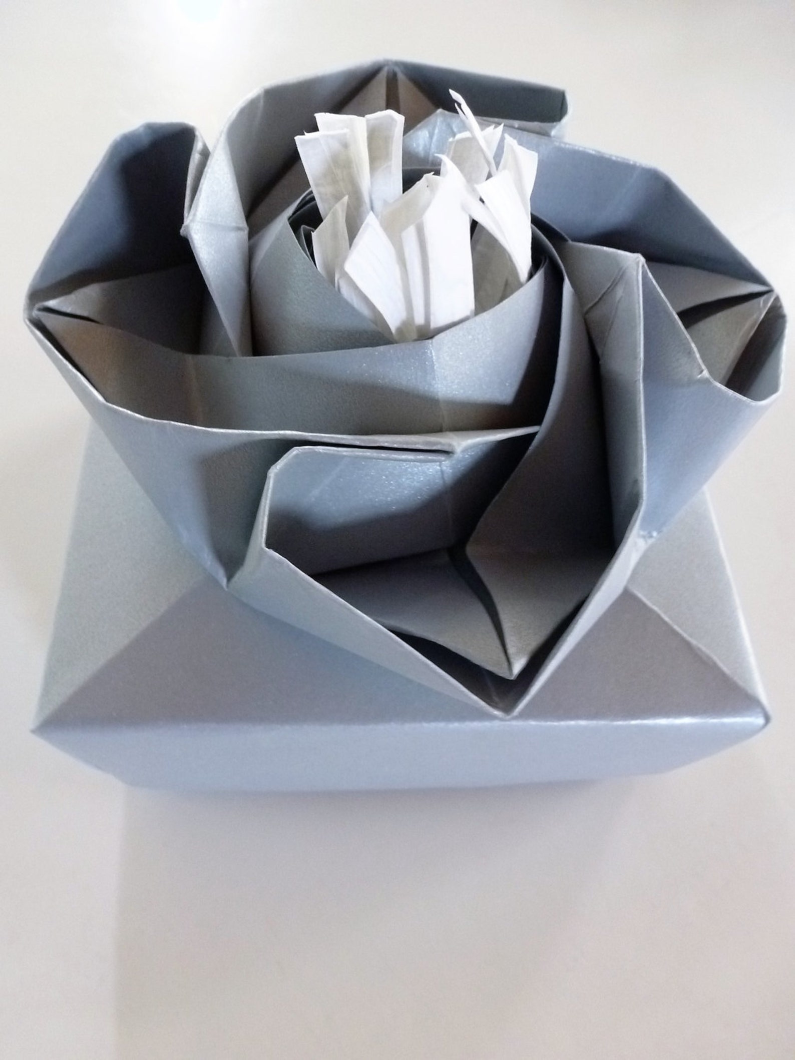 The Wedding Origami Rose Box in Silver Heavy Cardstock With | Etsy