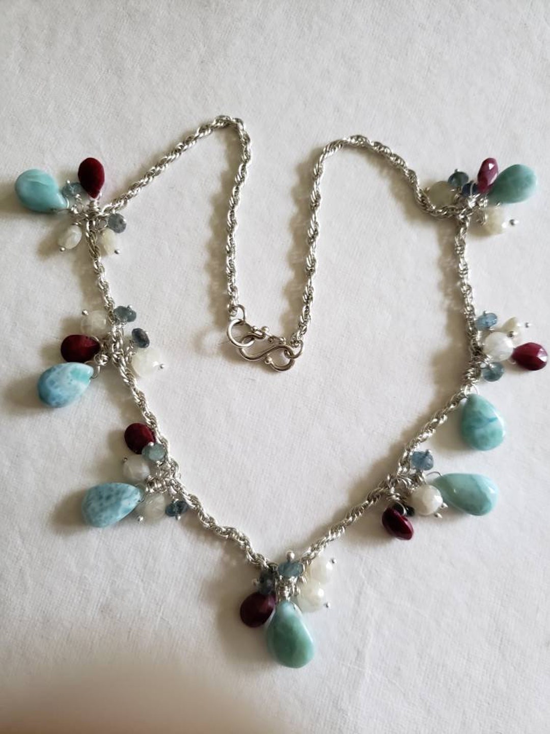 Caribbean Dreams Necklace is a Silver Rope Draped With Smooth Larimar ...