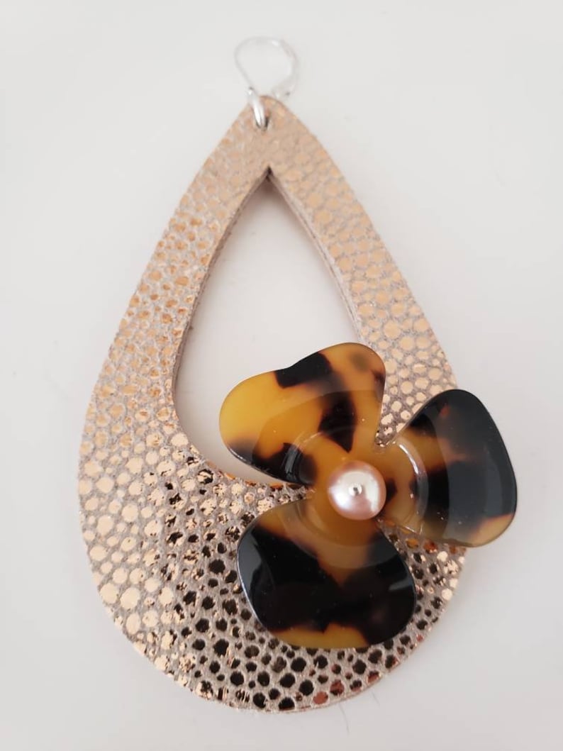 Peachy Pebbles Teardrops Are Big Leather Hoops Blooming With - Etsy