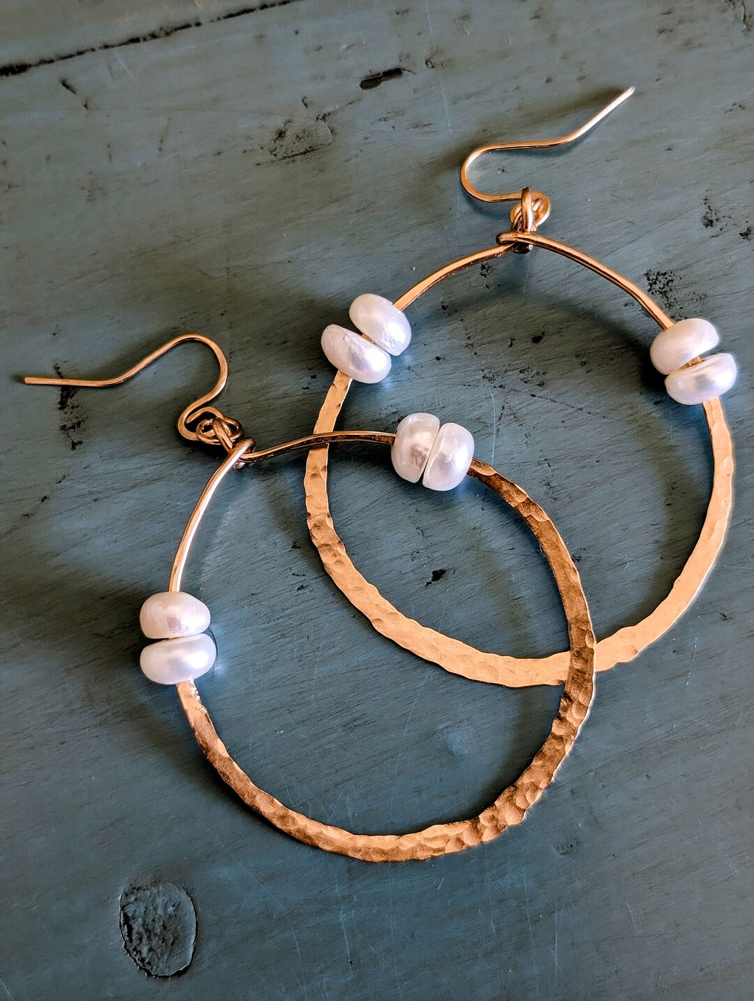 Stacked Pearl Hoops Are Hand Shaped and Forged of 14kt Goldfill and ...