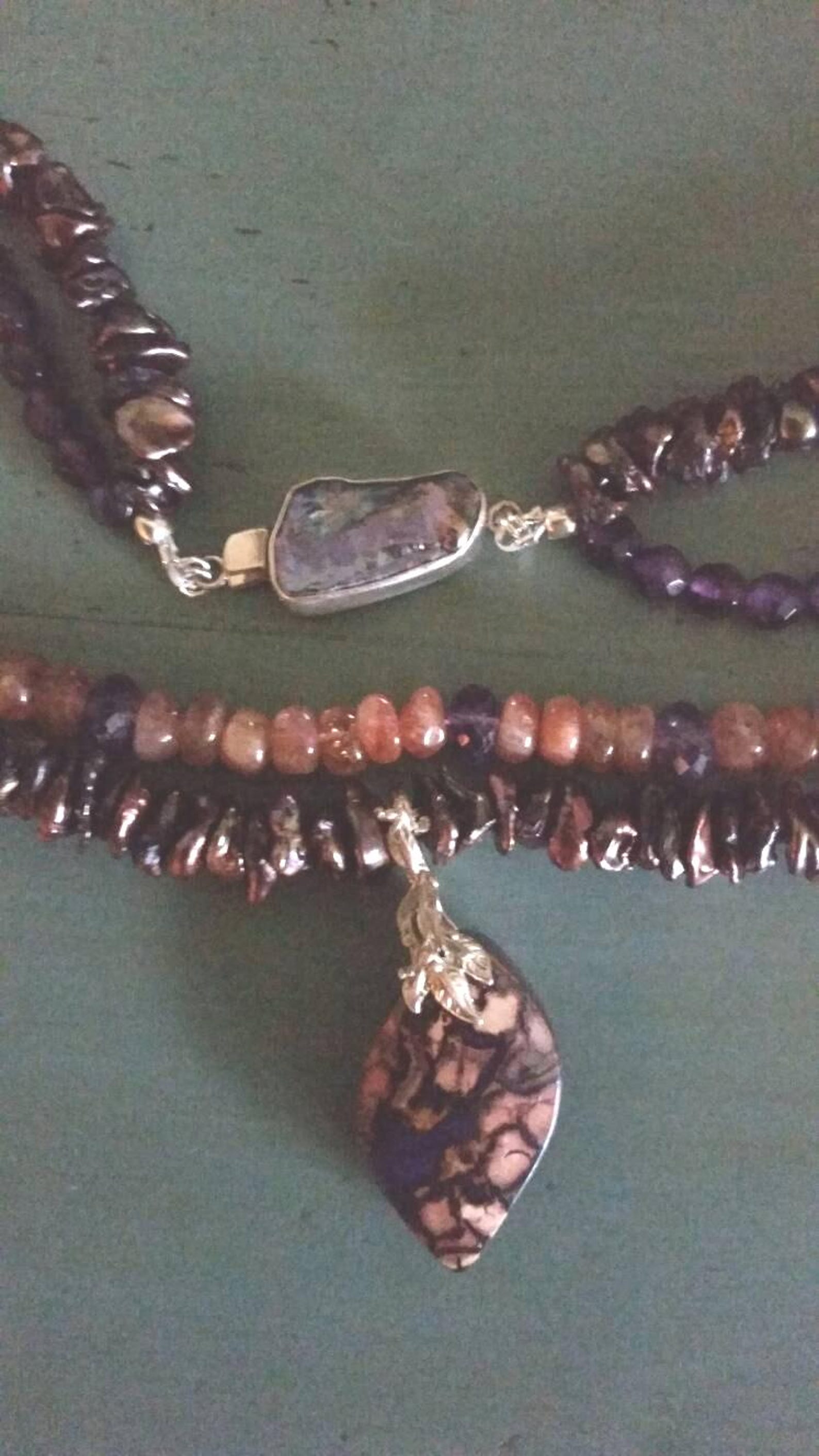 Sinuous Queensland Boulder Opal on Sculpted Silver, Strands of Bronze ...