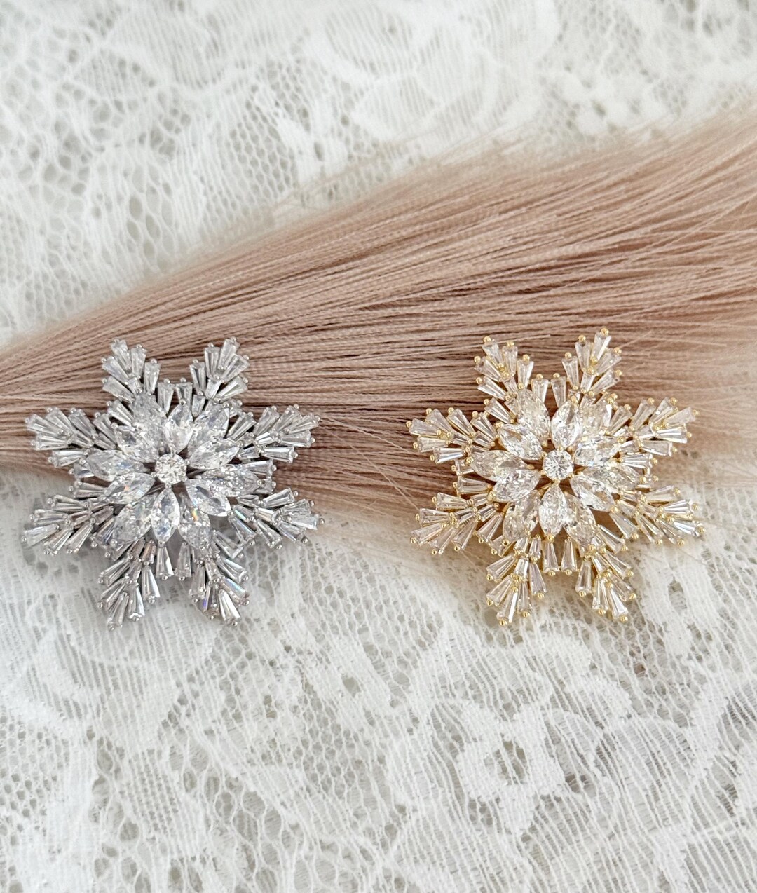 Zircon Snowflake 3D Brooch, Multi Marquise & Trapezoid Zircon Stones ...