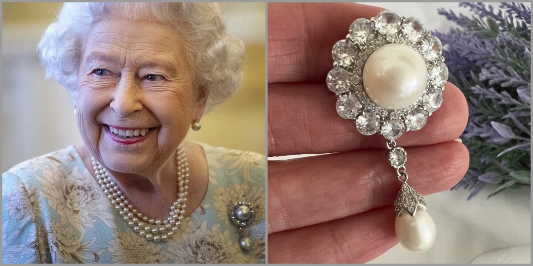 Queen Elizabeth Cultured Freshwater Pearl Brooch, Large Round ...