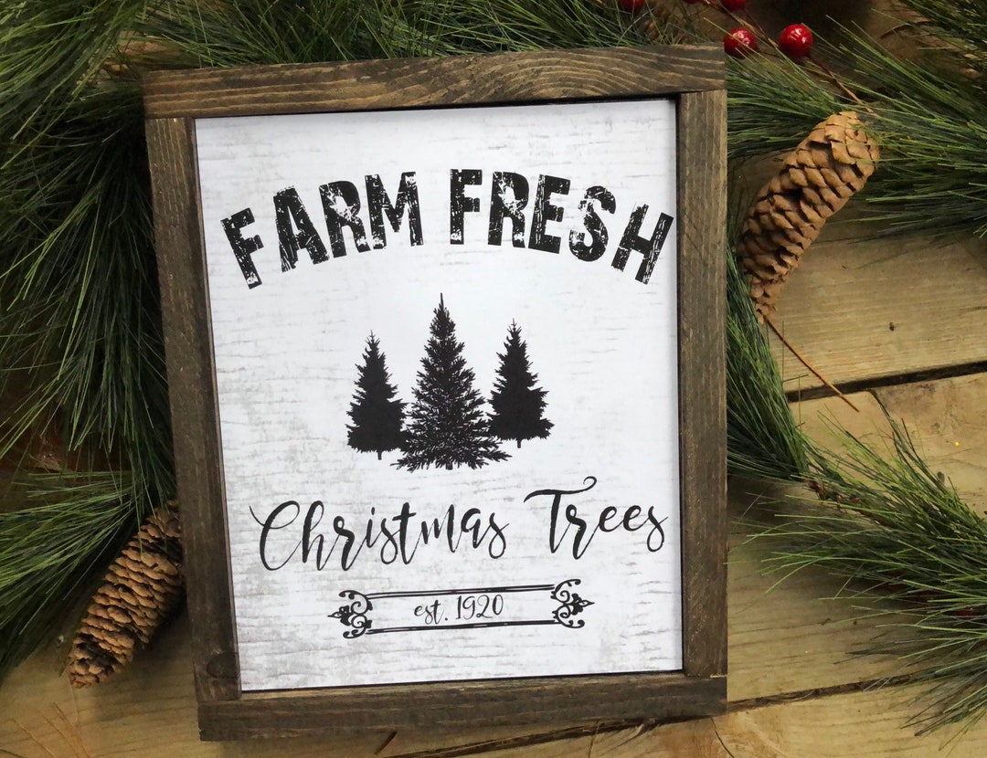 Farmhouse Framed Artwork Farm Fresh Trees or Farmhouse Meryy Christmas ...