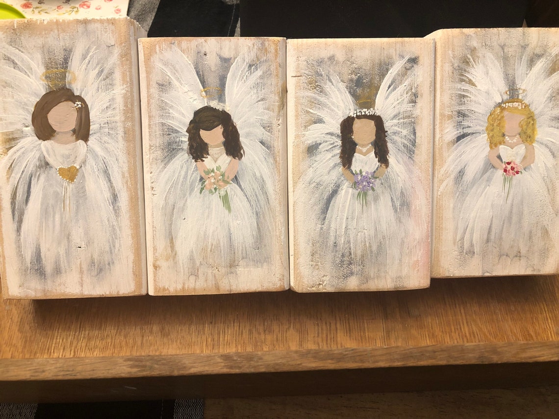 Wood Block Angel Decor Handpainted Angel Christmas Angel - Etsy