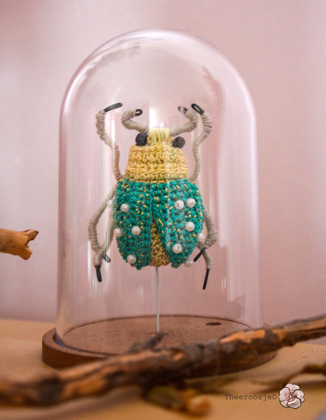 Crochet faux Beetle, Insect Dome for Oddities Cabinet - Etsy