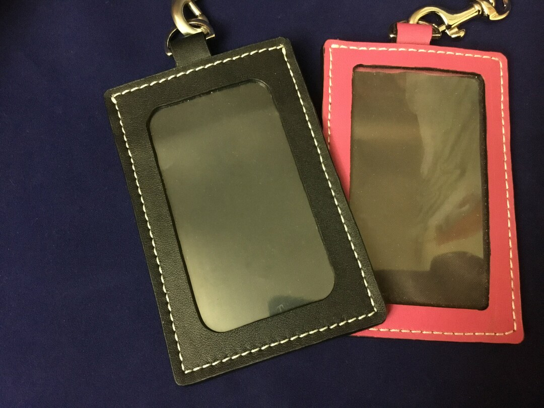 Custom Leather Monogrammed ID Holder Lanyard - Etsy