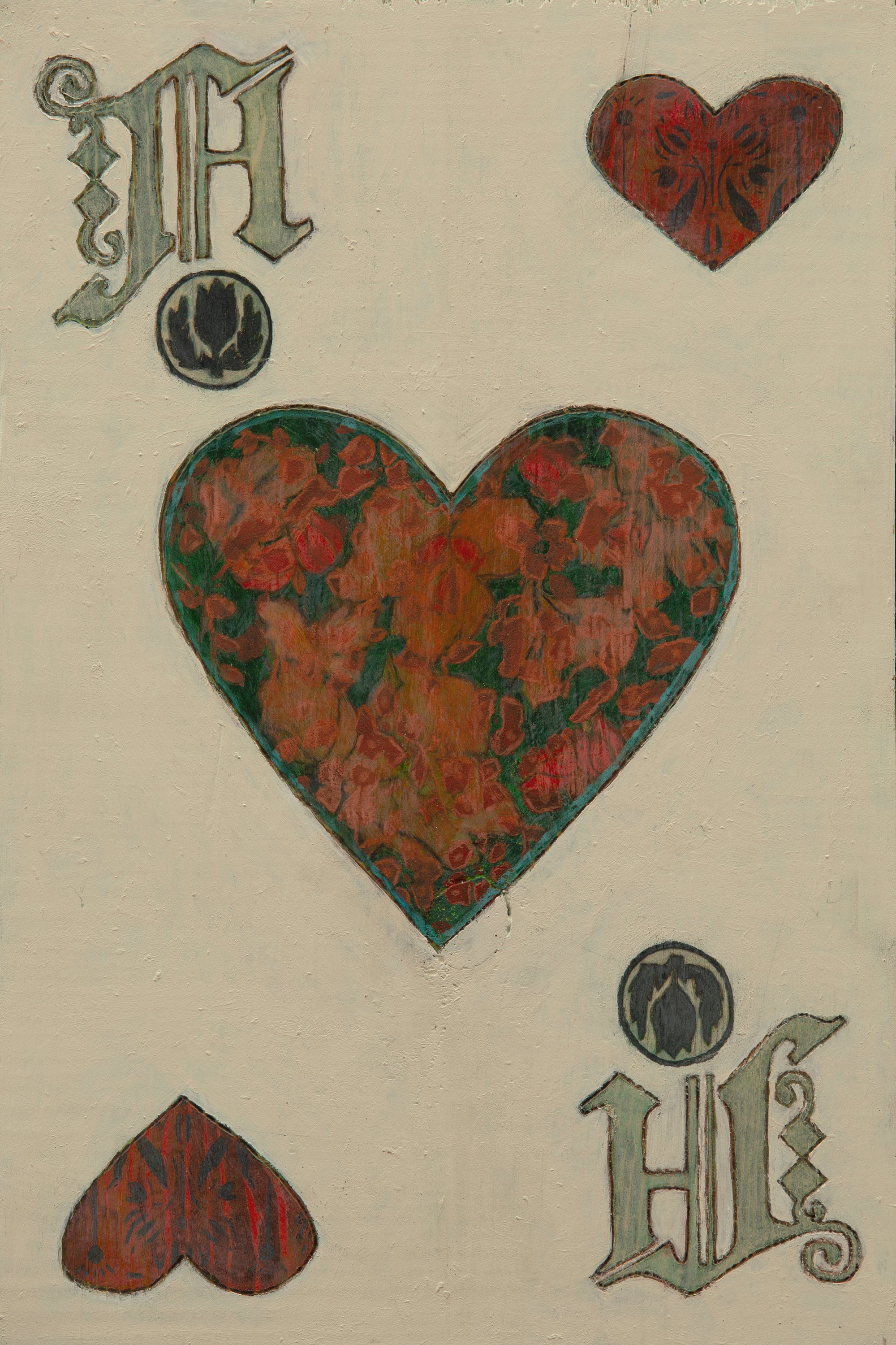 Ace of Hearts, Ace Card, Heart Ace, White Playing Card, Floral Ace Card ...
