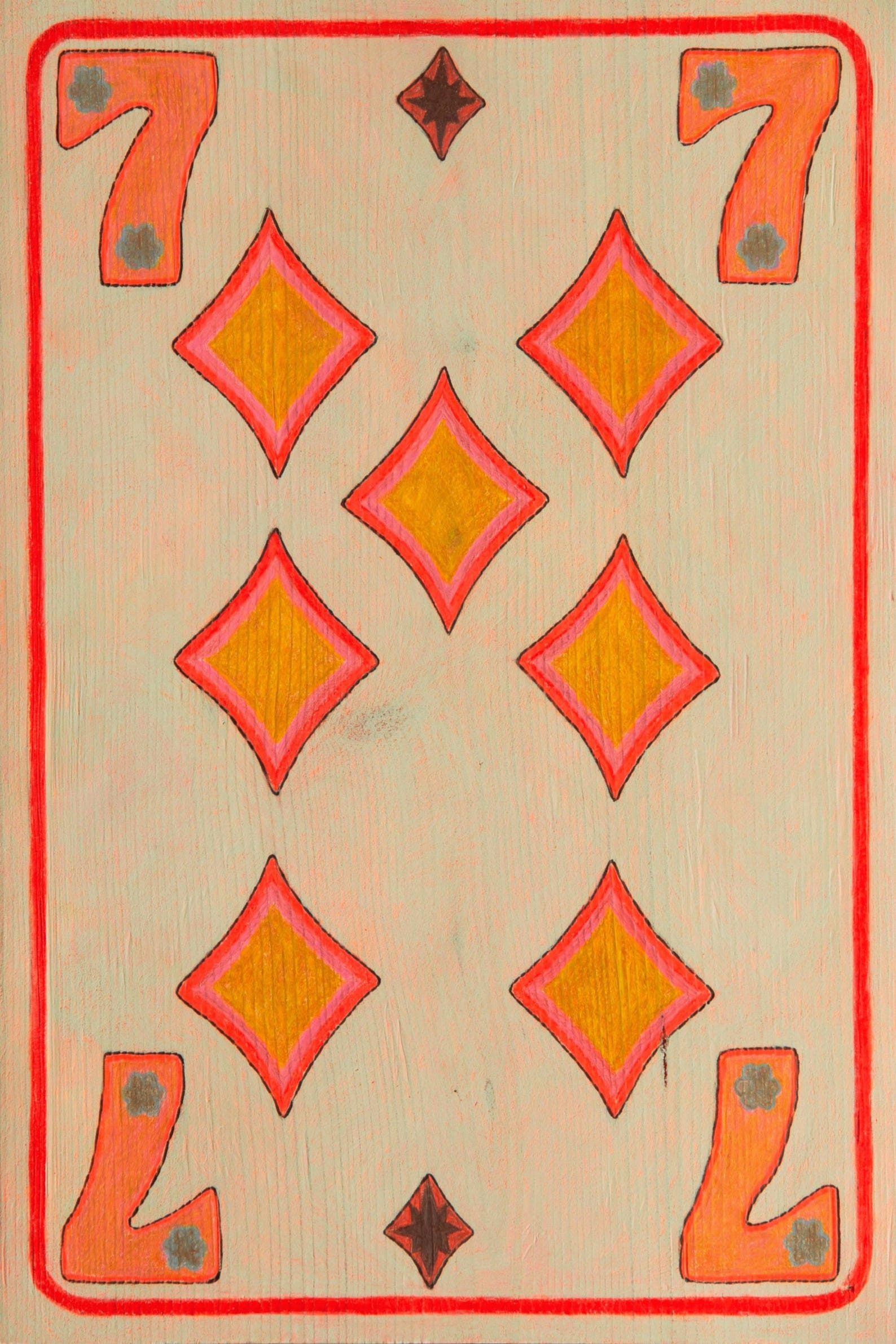 Seven of Diamonds Art Print – Retro Playing Card Wall Art, Vintage ...