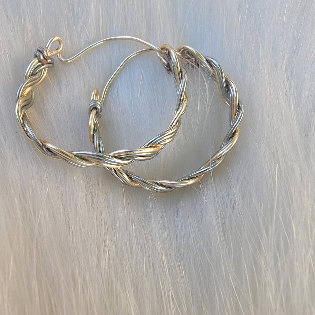 Two Tone Chunky Hoop Earrings , Two Tone Mixed Metal Hoop Earrings ,two ...