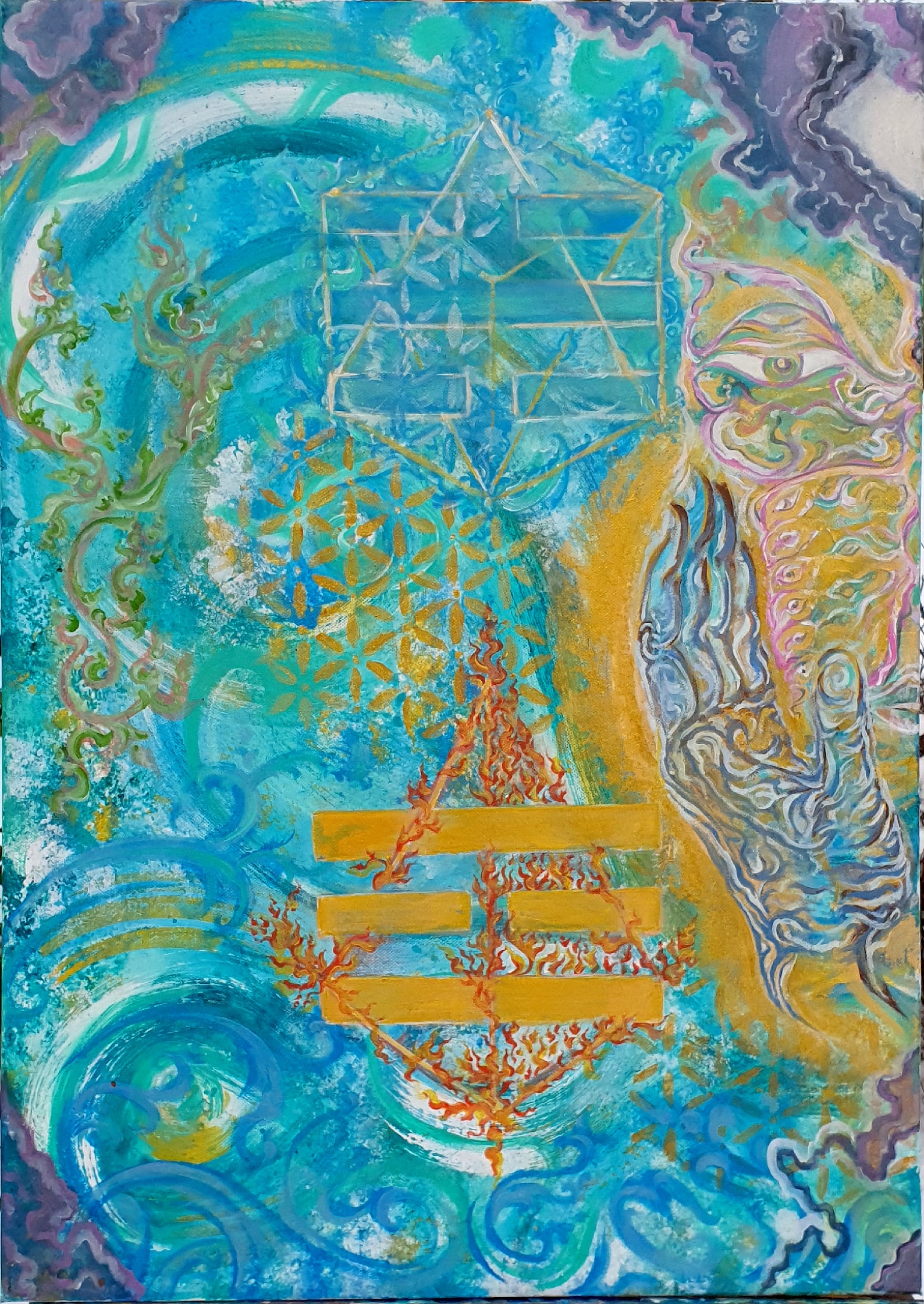 Pancha Bhuta Union in Duality/completion Original Painting of 2 ...