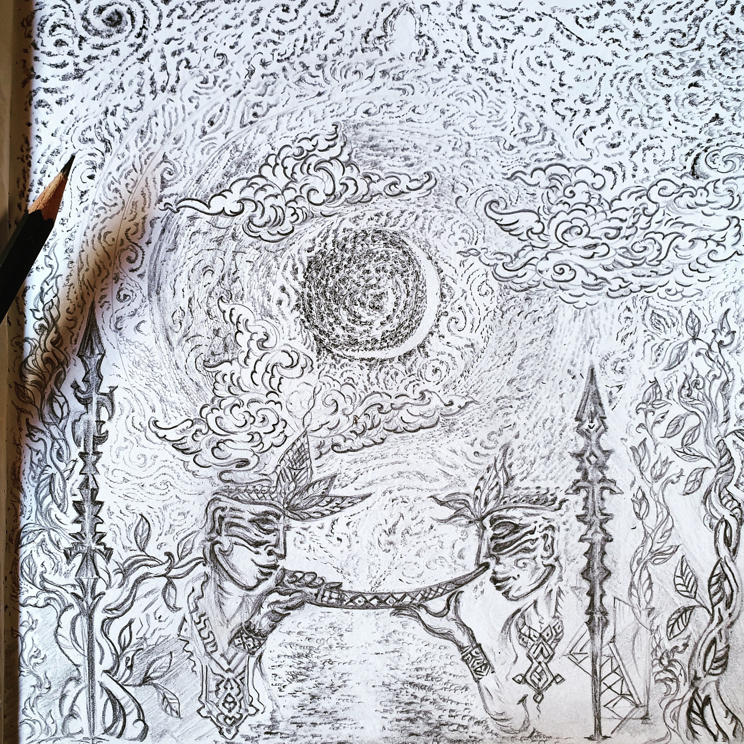 Initiation Ritual Colored Sketch Artprint & Energised Unique Art on ...