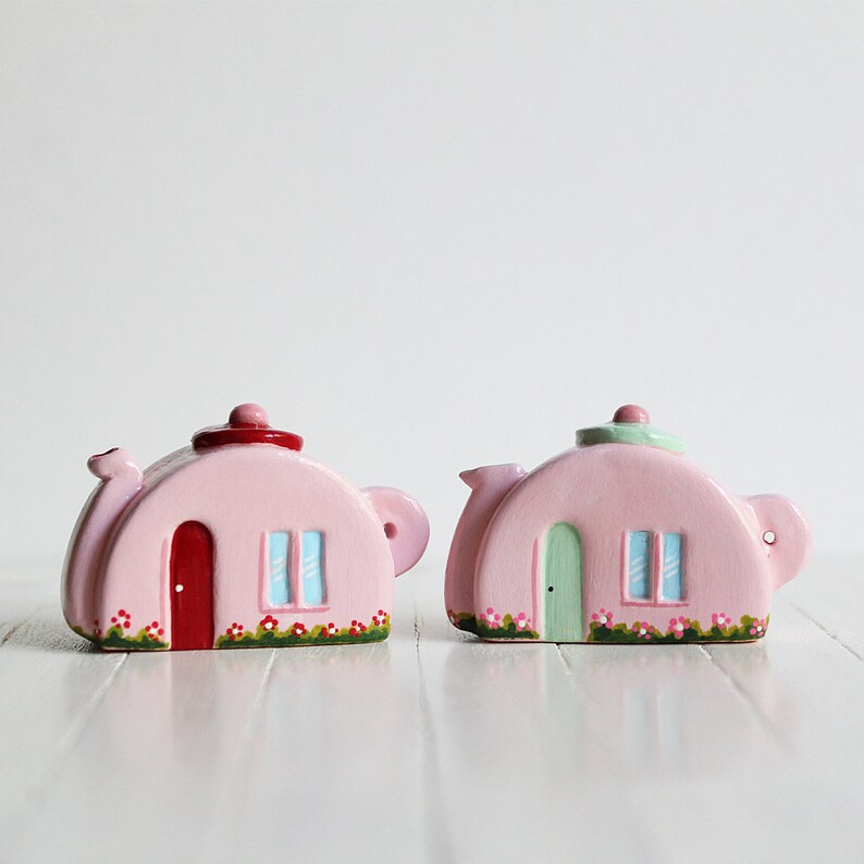 Miniature Clay Teapot House Sculpture Mini Illustrated - Etsy