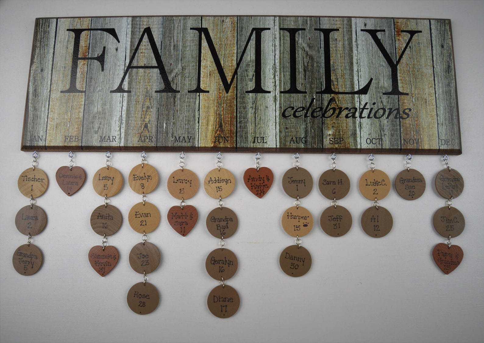 Family Birthday Board Rustic Wood Look Celebrations - Etsy