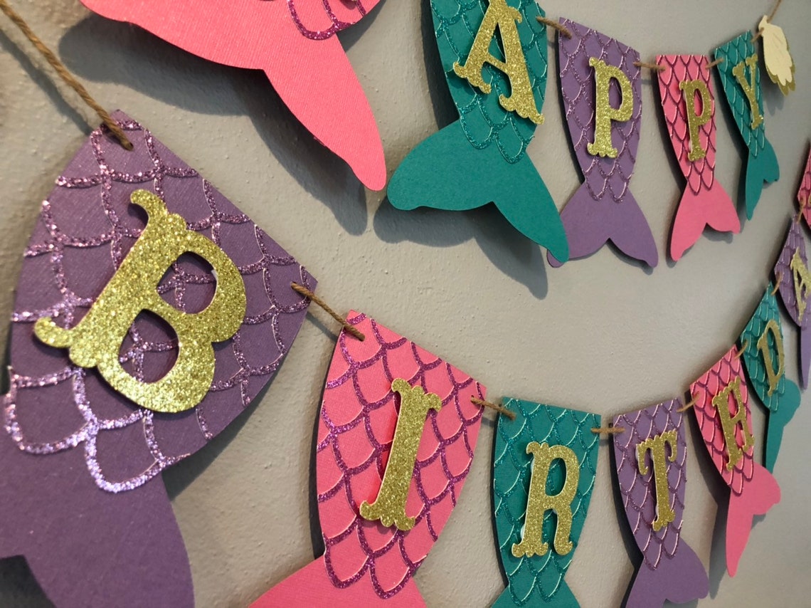Mermaid Birthday Banner, Mermaid Tail Banner, First Birthday, Mermaid ...