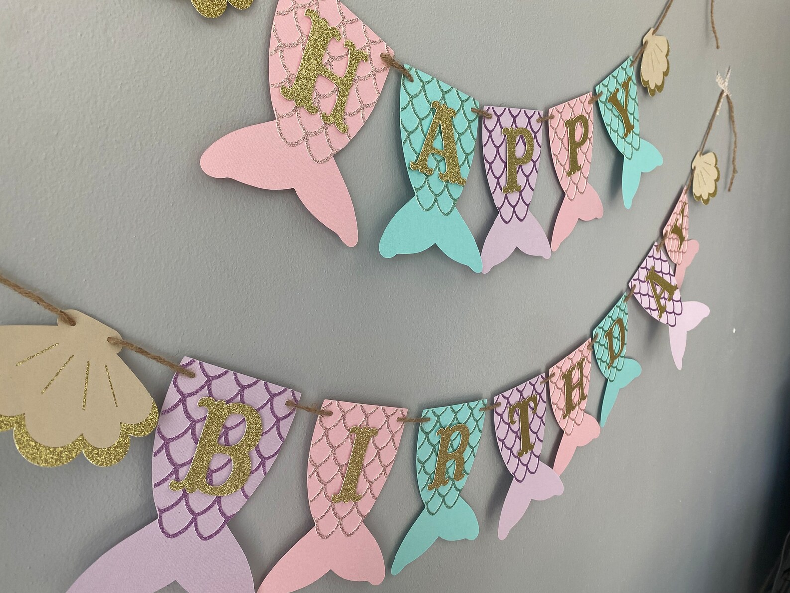 Mermaid Birthday Banner, Mermaid Tail Banner, First Birthday, Mermaid ...