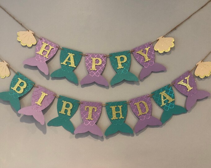 Mermaid Birthday Banner Mermaid Tail Banner First Birthday - Etsy