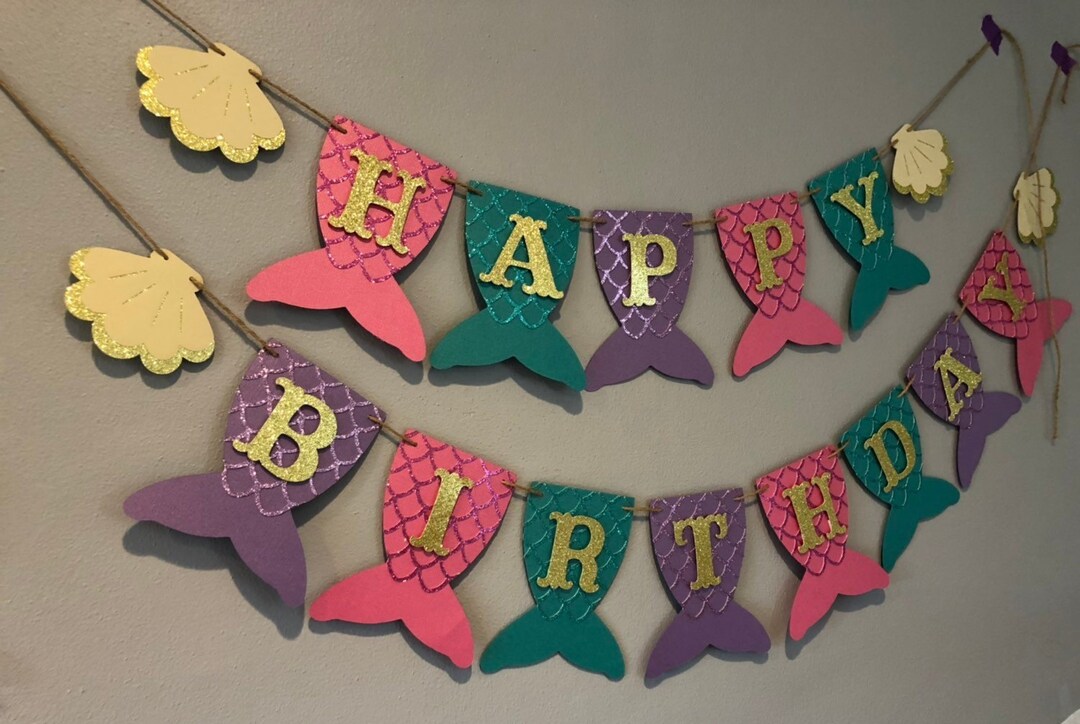 Mermaid Birthday Banner, Mermaid Tail Banner, First Birthday, Mermaid ...