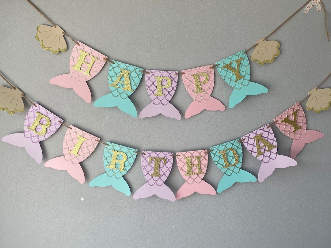 Mermaid Birthday Banner, Mermaid Tail Banner, First Birthday, Mermaid ...