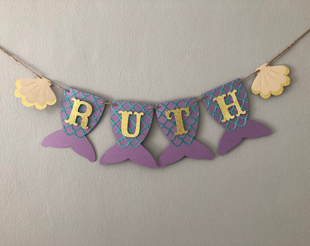 Mermaid Name Banner, Baby Shower, First Birthday, Under the Sea ...