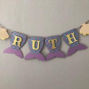 Mermaid Name Banner, Baby Shower, First Birthday, Under the Sea ...