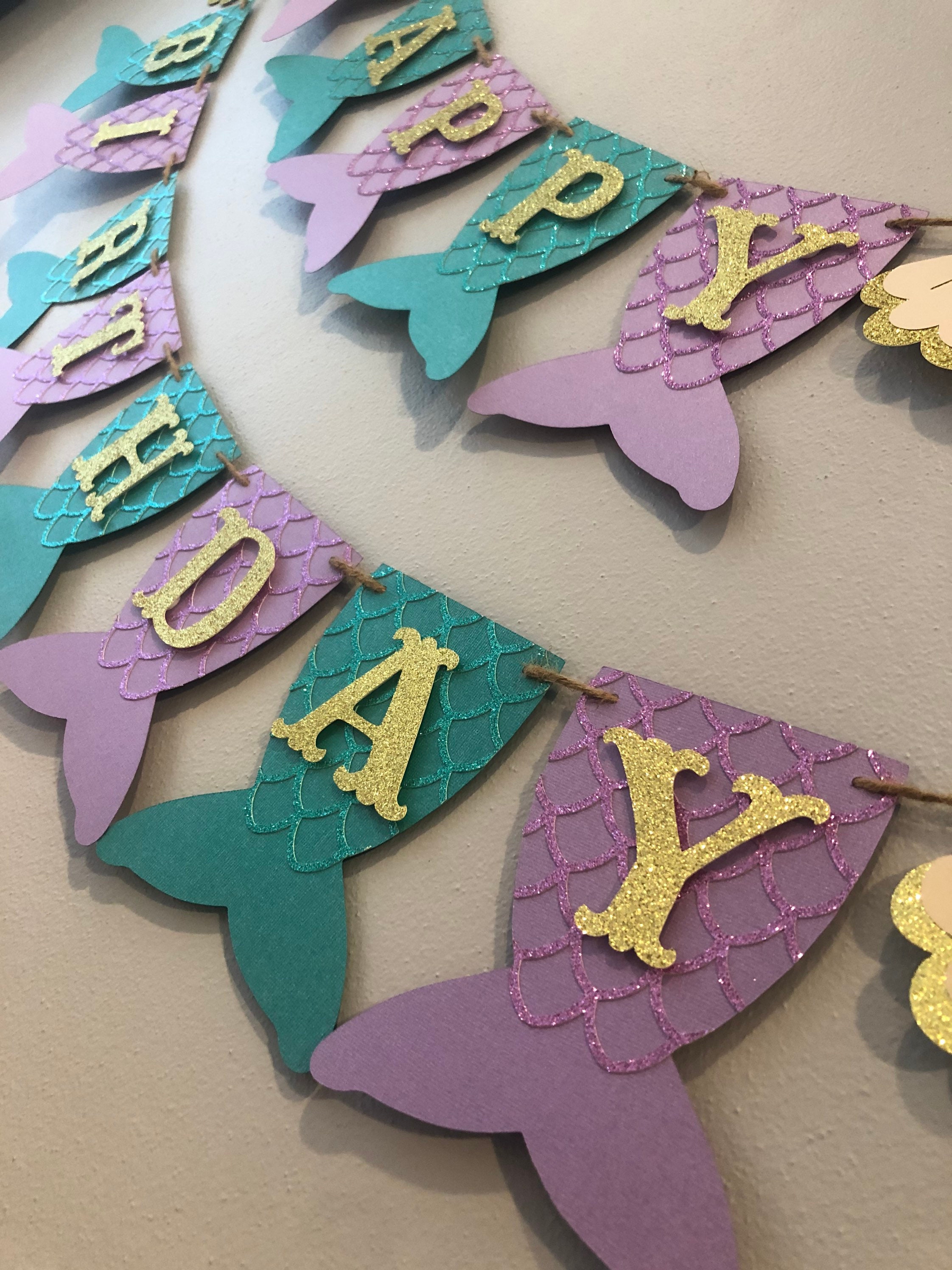 Mermaid Birthday Banner, Mermaid Tail Banner, First Birthday, Mermaid ...
