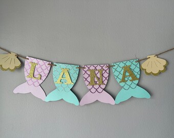 Mermaid Name Banner, Baby Shower, First Birthday, Under the Sea ...