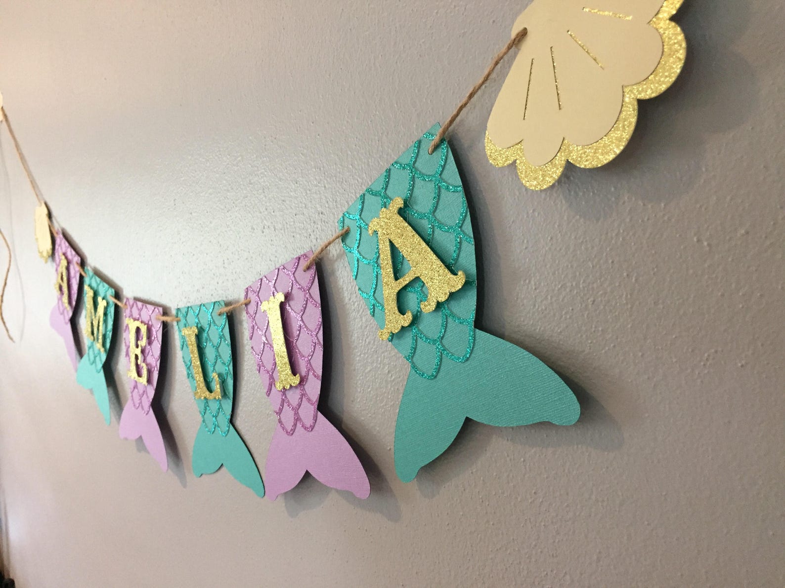 Mermaid Name Banner Baby Shower First Birthday Under the - Etsy