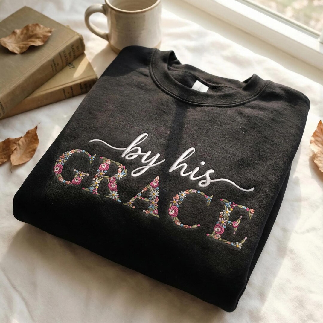 By His Grace Embroidery Design, Christian Embroidered Pattern, 4 Sizes ...