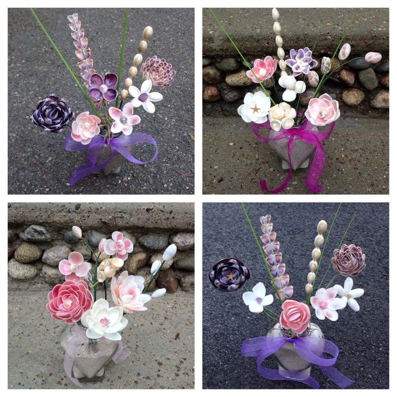 Seashell Wild Flower Bouquet in Vase With Sand (short) - Etsy