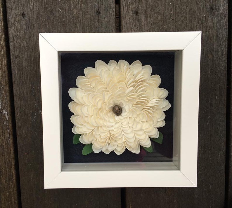 Seashell Flower Shadow Box (white Cay Cay Seashells) - Etsy