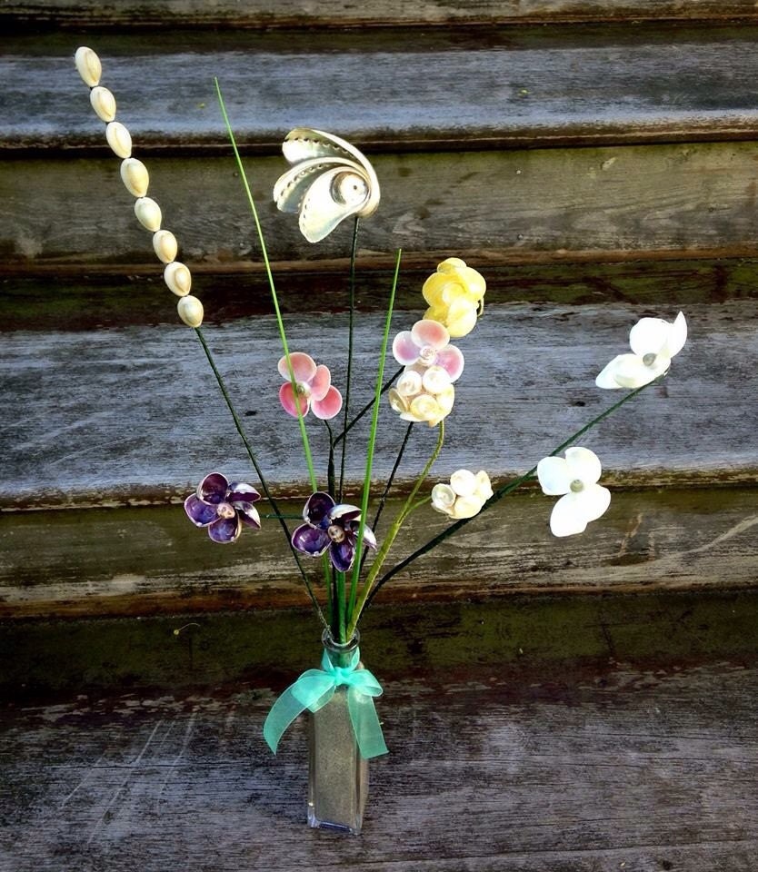 Seashell Wild Flower Bouquet in Vase With Sand tall - Etsy