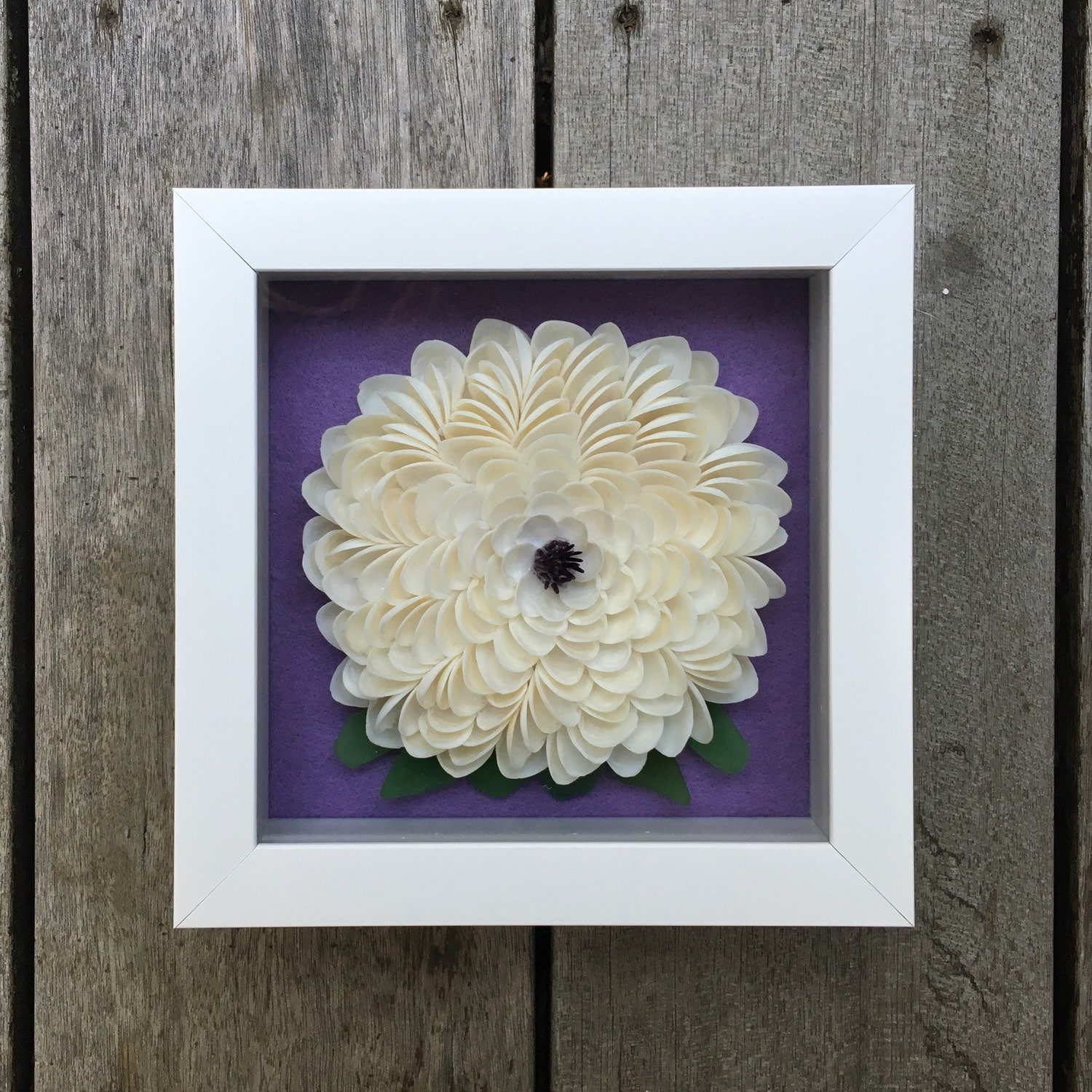 Seashell Flower Shadow Box white Cay Cay Seashells - Etsy