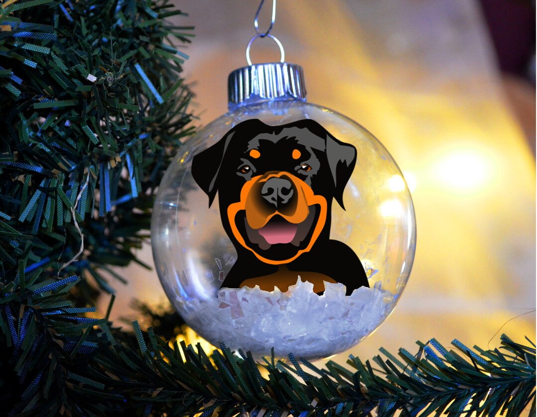 Rottweiler Floated Paper Christmas Ornament Personalized Memorial Glass ...