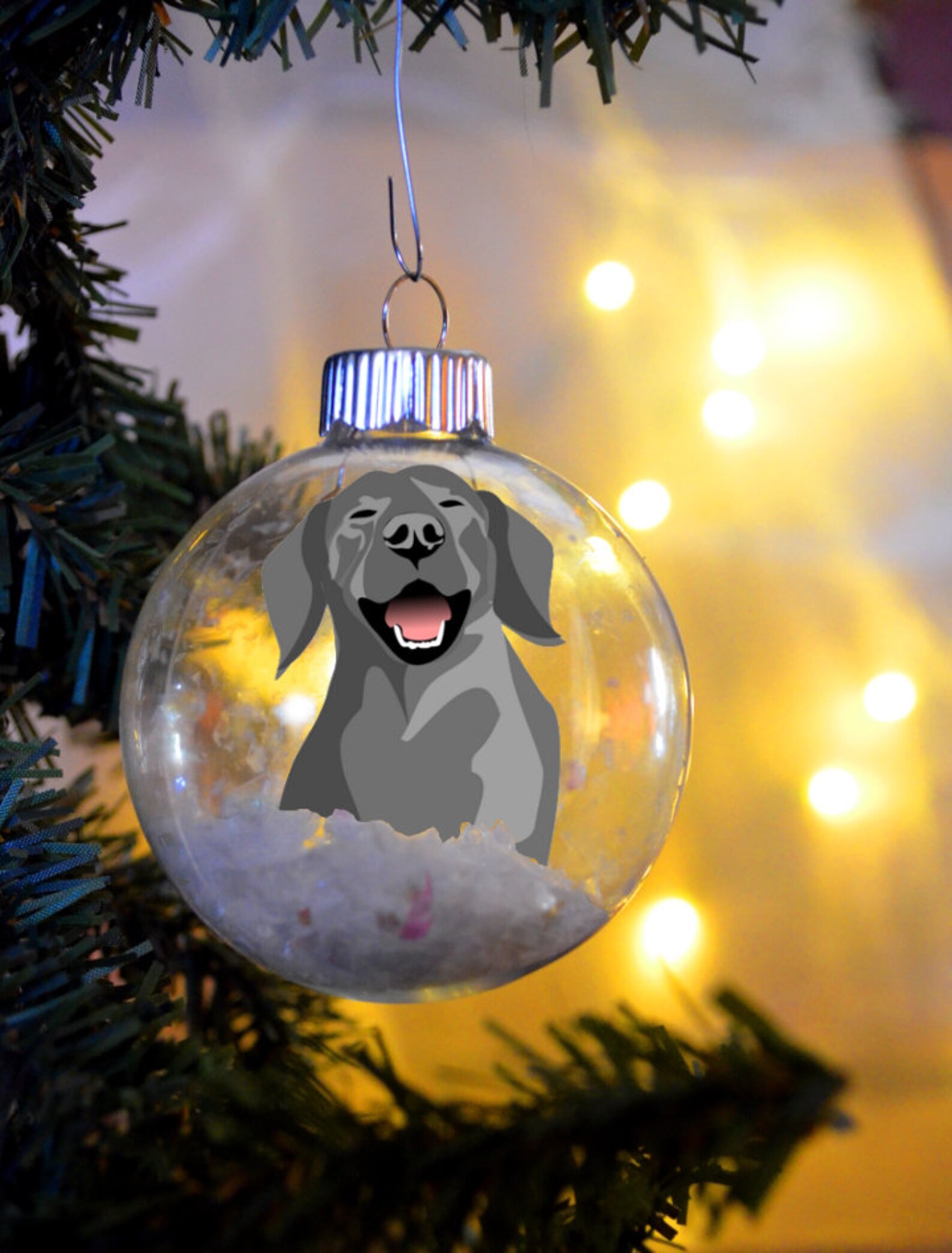 Lab Labrador Retriever Silver Floated Paper Christmas Ornament ...