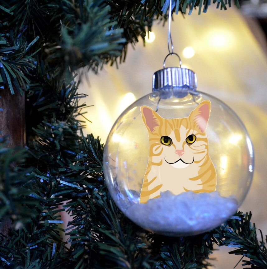 Cat Orange Tabby Kitty Floated Paper Christmas Ornament Personalized ...