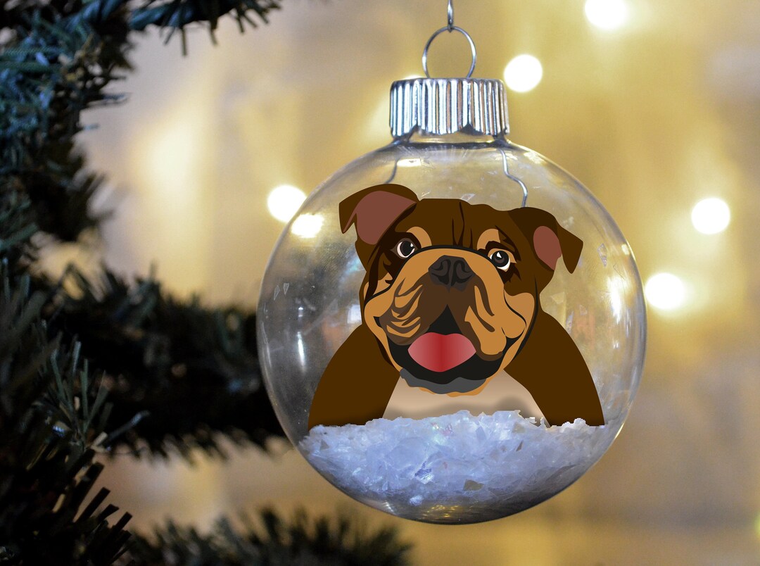 English Bulldog Chocolate and Tan Christmas Ornament Personalized ...
