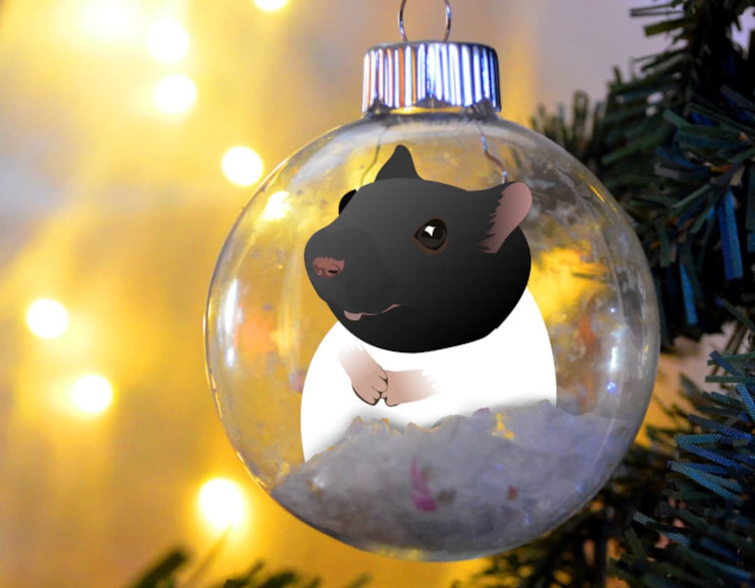 Gerbil Hamster Black and White Floated Paper Christmas Ornament ...