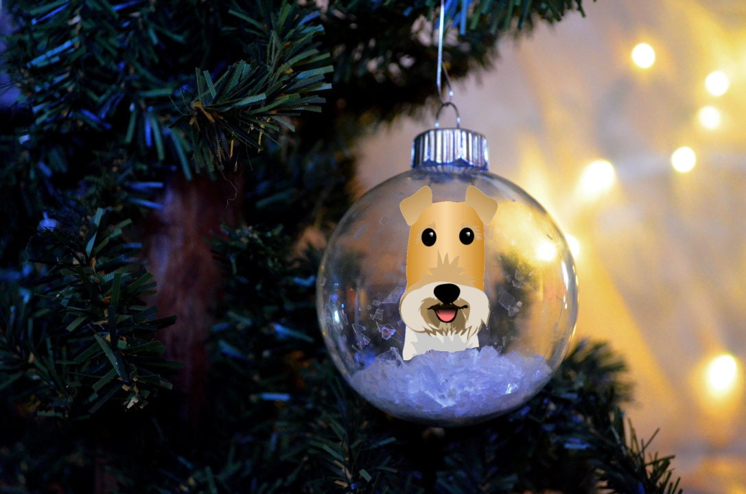 Wire Fox Terrier Floated Paper Christmas Ornament Personalized Memorial ...