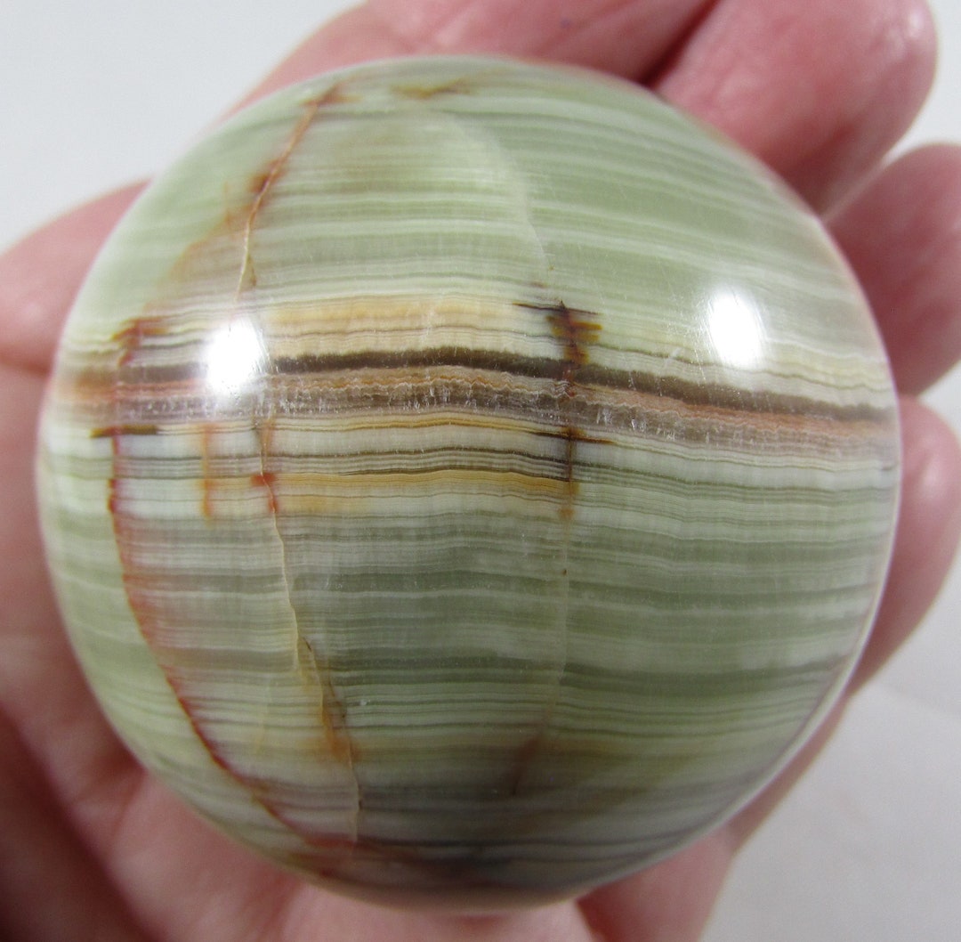 Green Banded Onyx Sphere, Polished Onyx Sphere, Banded Onyx From Brazil ...