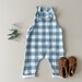 Dusty Blue Plaid Knot Overalls / Short or Long / Adjustable Overall ...