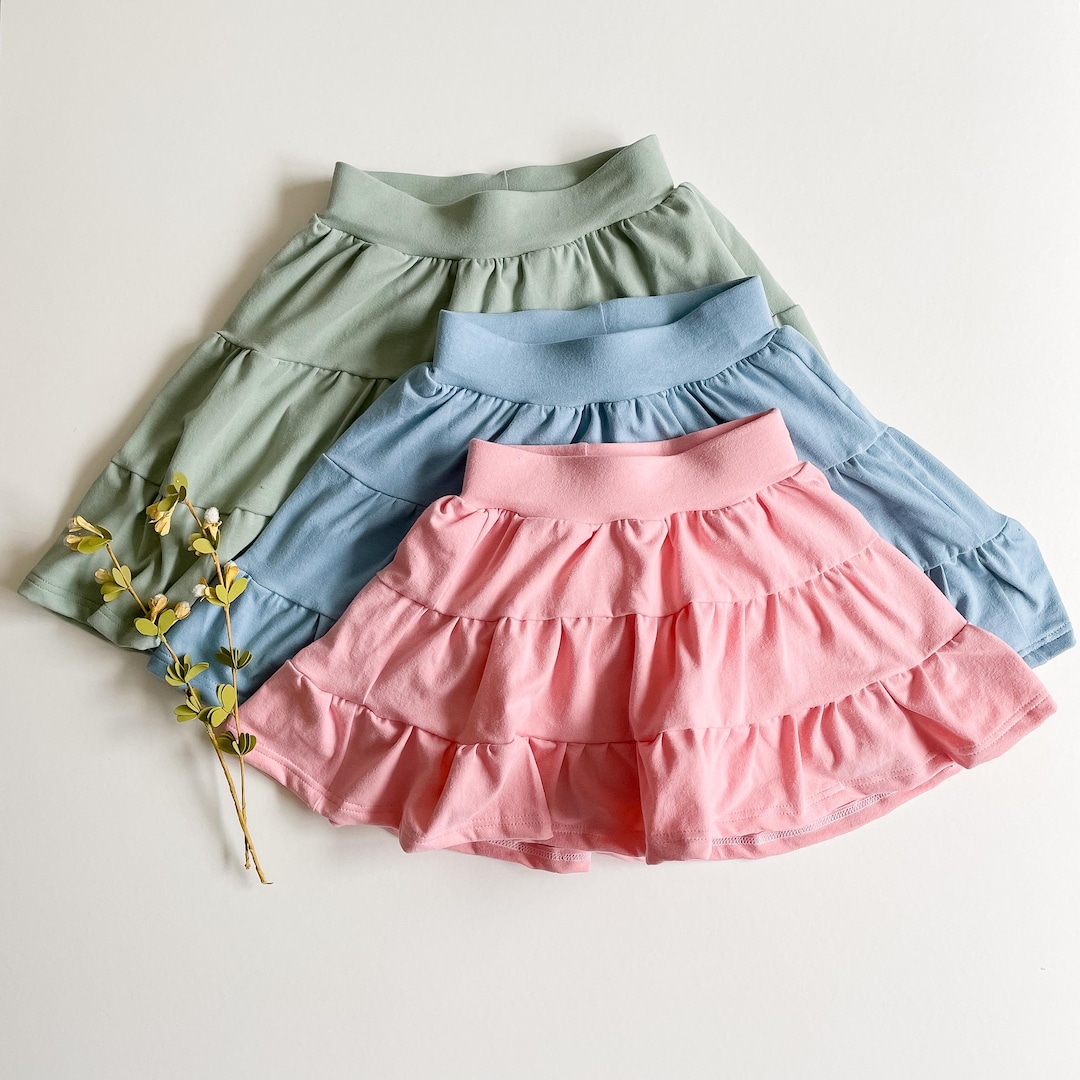 Solid Tiered Mini Skort: Solid Skirt, Attached Shorts, Girls Skort ...