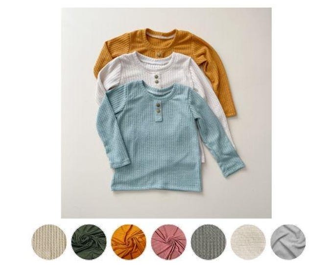 Solid Waffle Henley Top / Short or Long Sleeves / Waffle Shirt / Kids ...